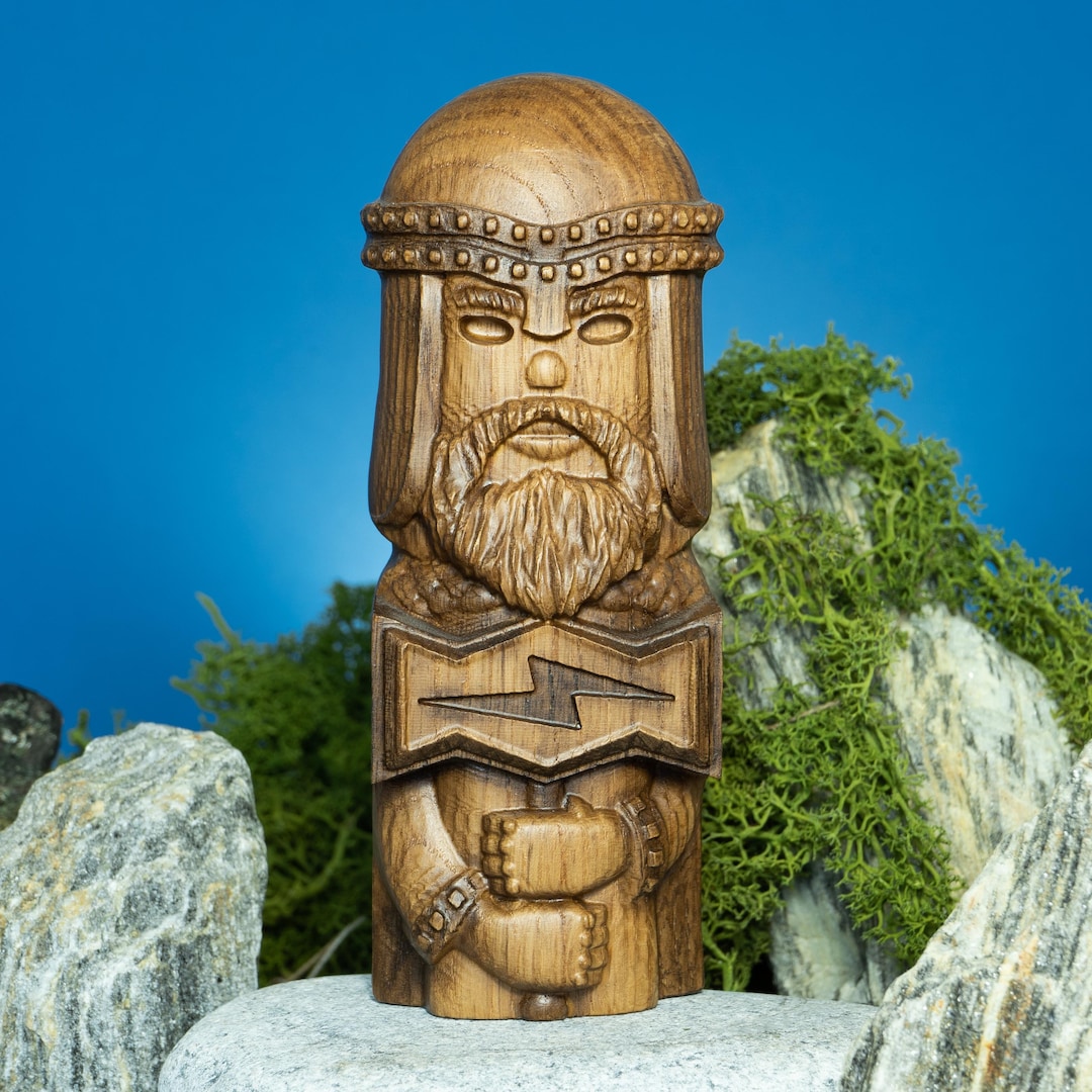 Thor Wooden Mini Statue, Norse Gods, Small Nordic Idol, Altar Figurine ...