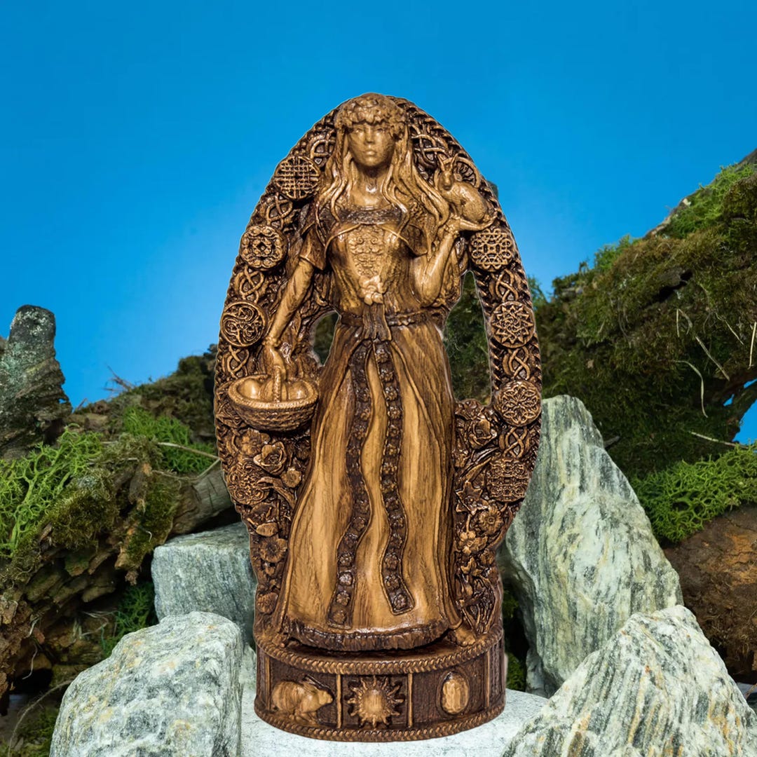 Ostara Statue, Wooden Pagan Goddess of Spring, Eostre Fertility and ...