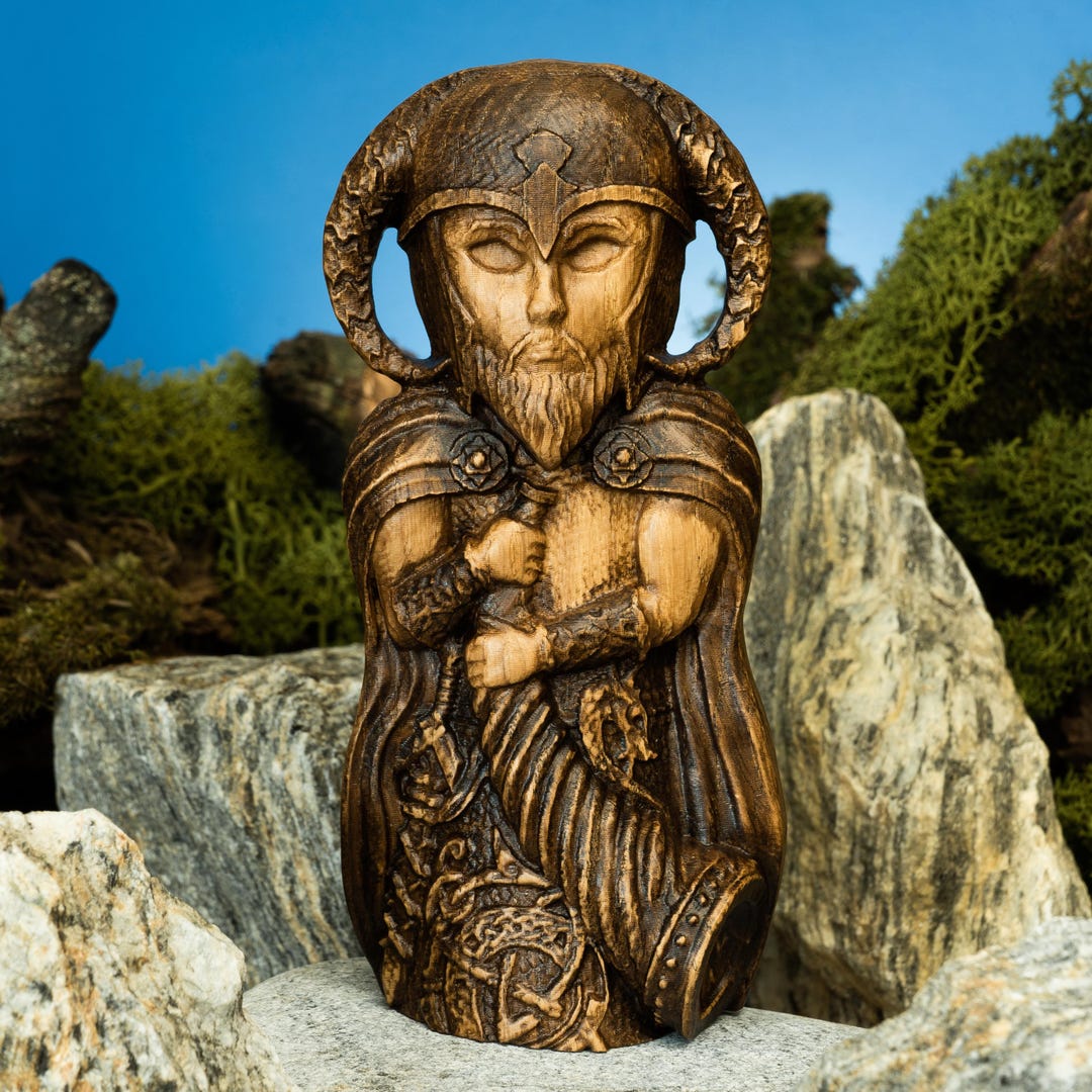 Scandinavian God Heimdall Wooden Carving Mythology Gift Guardian of ...