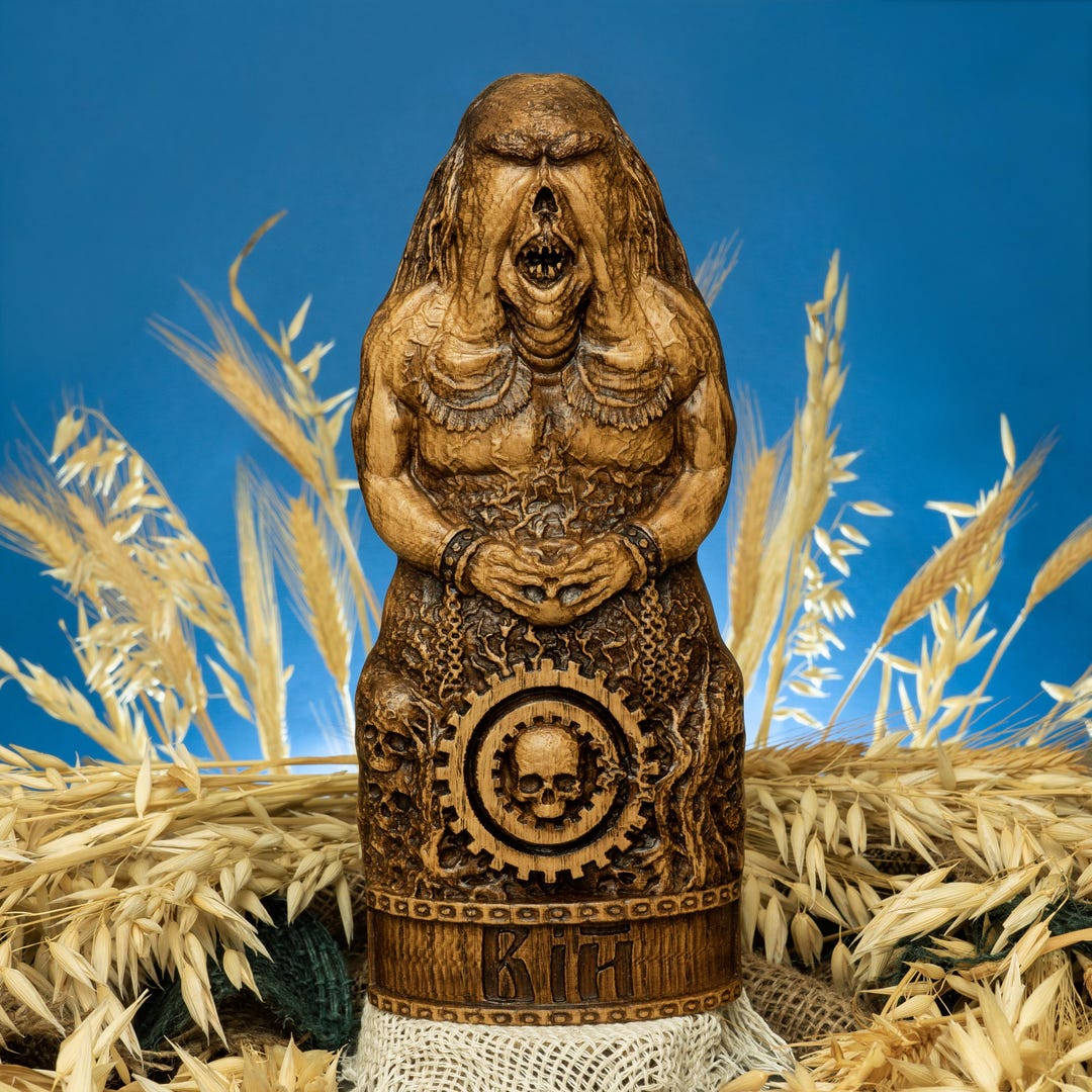 Viy Slavic God Statue, Hand-carved Figurine, Darkness Night, Pagan ...