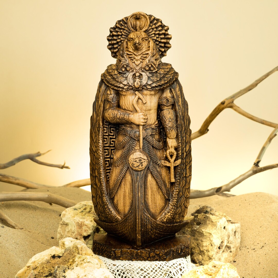 Ra, Hor Egyptian God Statue, Hand-carved Figurine, Sun Horus, Pagan ...