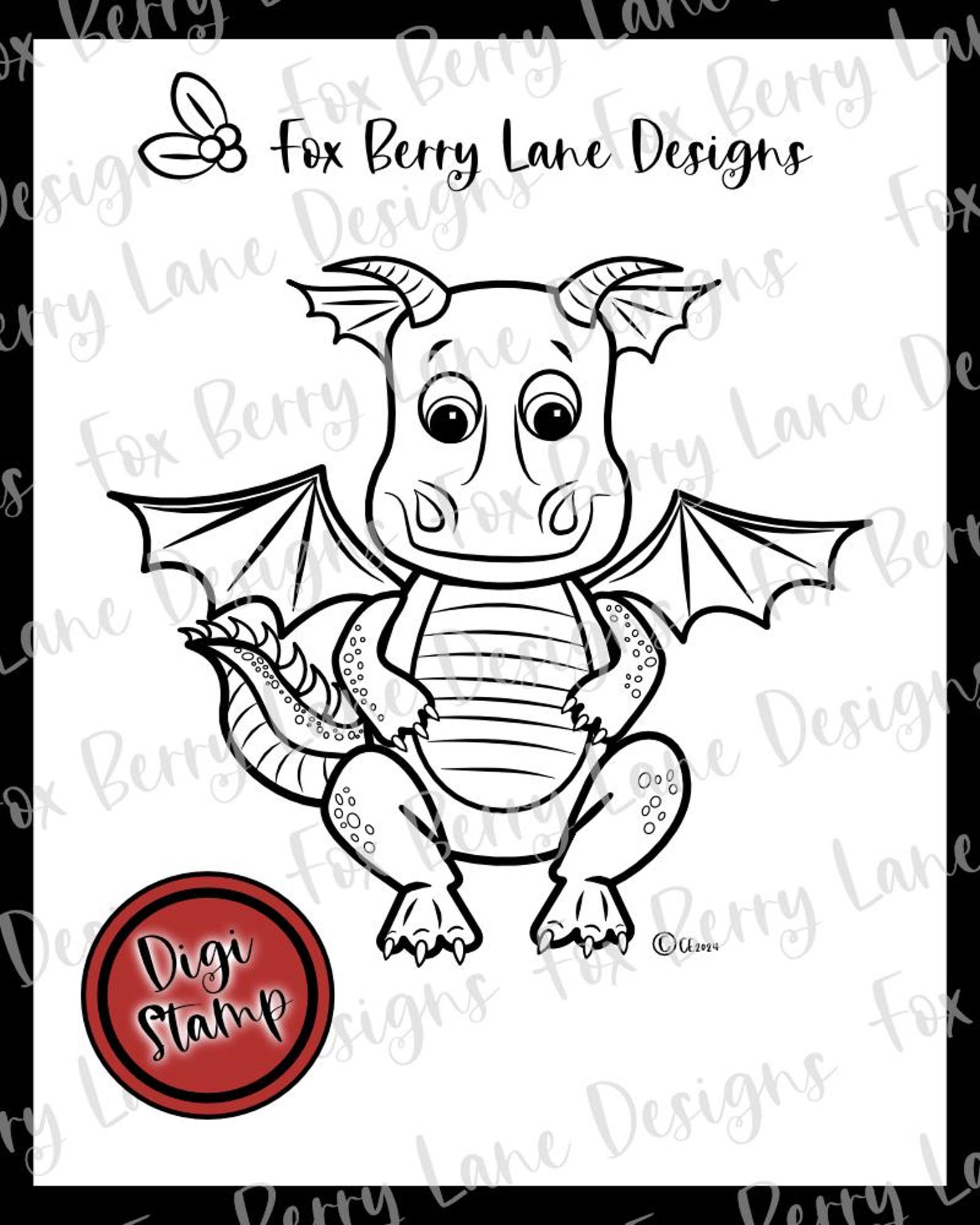 Dragon, Cute Dragon, Digi Stamp, Digi Dragon, Digital Download ...