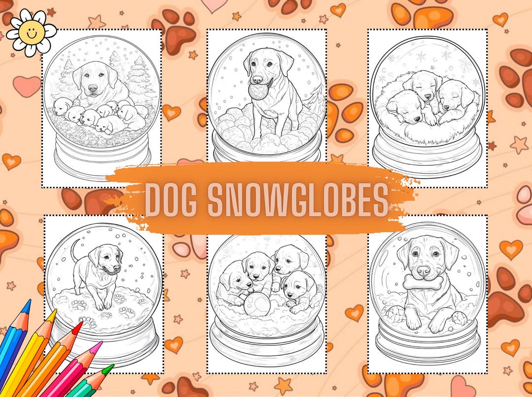 Dogs, Labrador, Puppies, Snow Globe, Dog Love, A4 Format, Portrait ...
