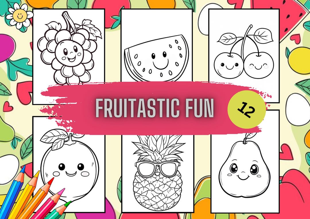Kawaii Fruit, Coloring Pages, Kid-friendly, Fruit to Color, Cute Fruit ...