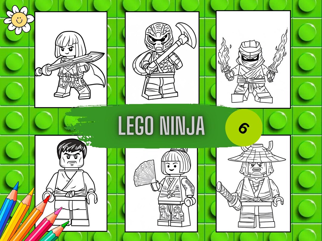 LEGO Ninja Coloring Pages, Thick Lines, Black and White, Kids Coloring ...