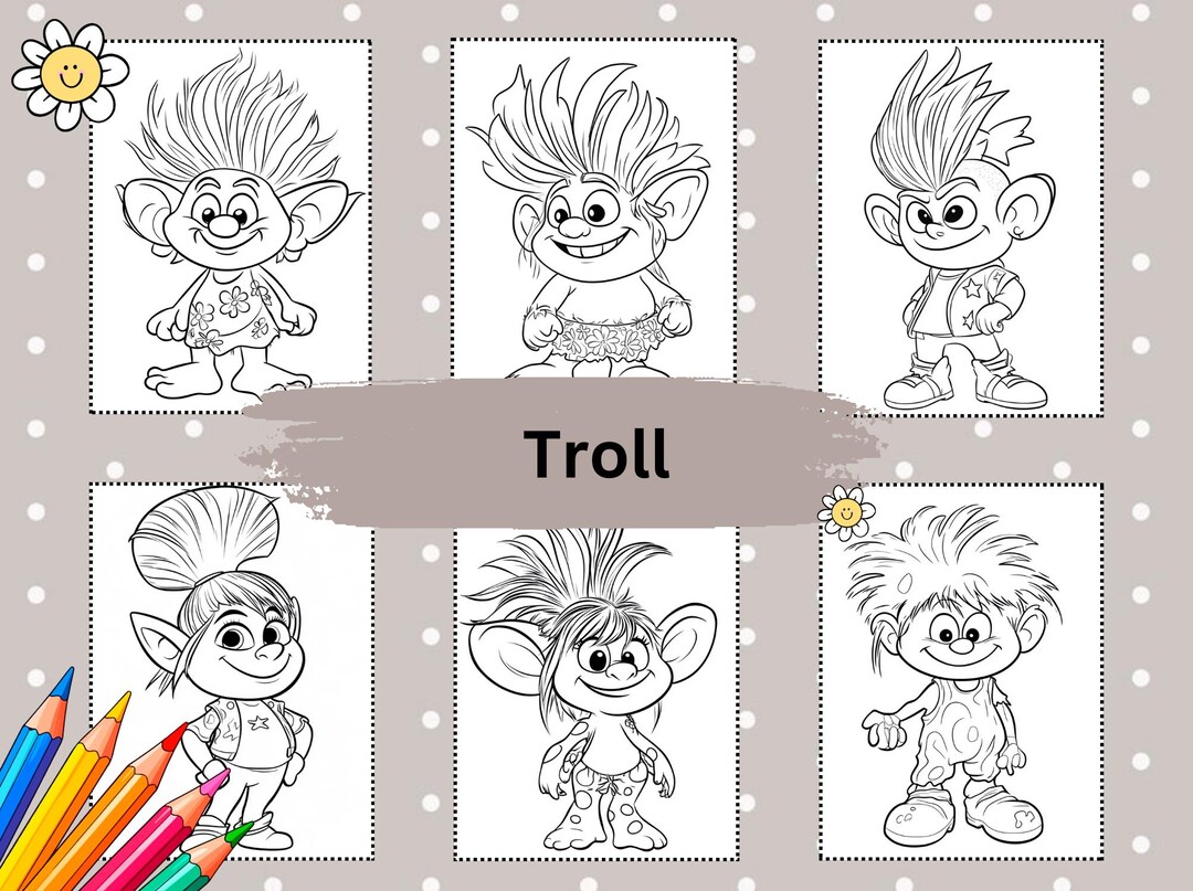 Troll Coloring Pages, 2000s Trolls, Iconic Toy, Troll Dolls, Kids ...
