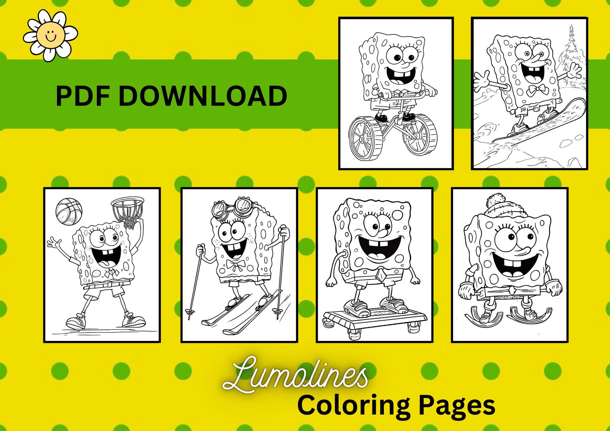 Spongebob Sports Coloring Pages, Funny Scenes, Mini-golf, Biking ...