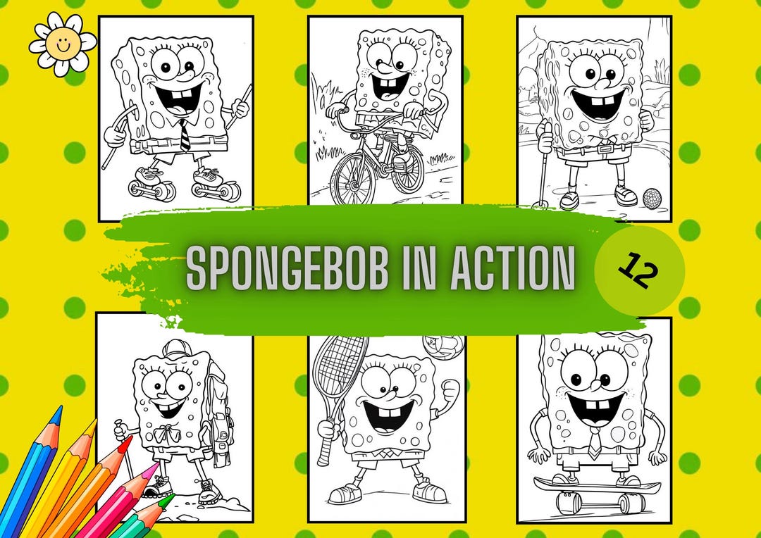 Spongebob Sports Coloring Pages, Funny Scenes, Mini-golf, Biking ...