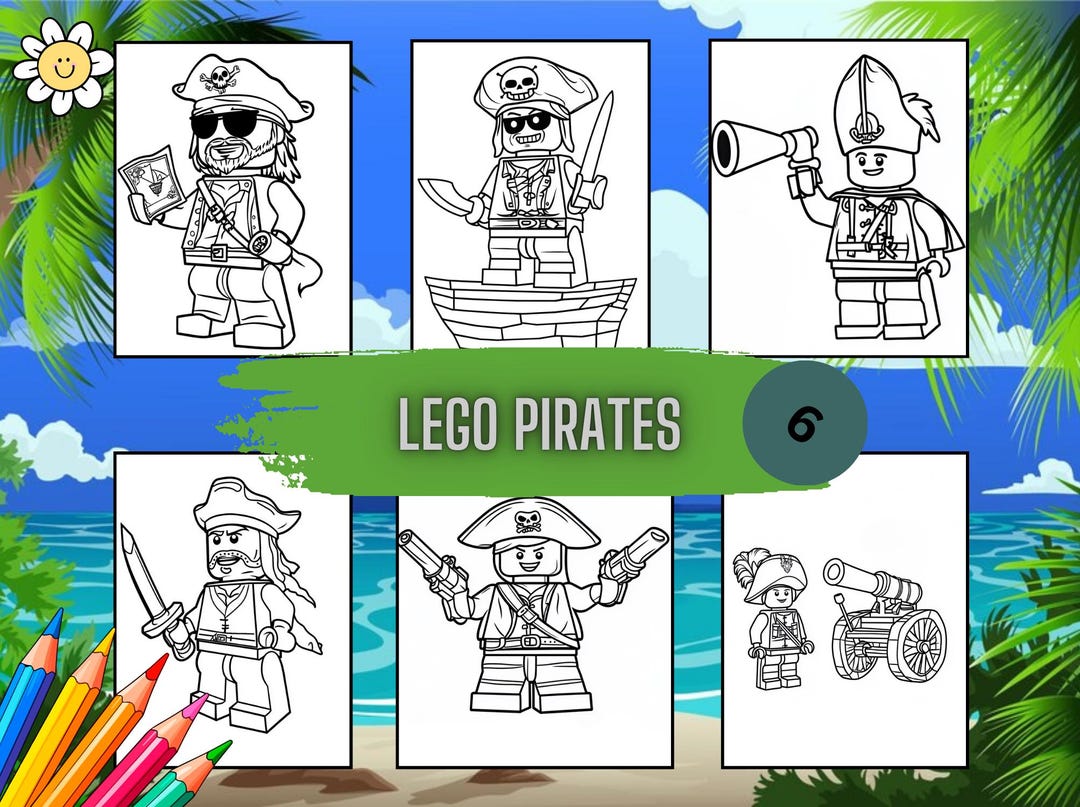 Lego Pirates, Coloring Pages, Children, Thick Lines, A4 Portrait Format ...