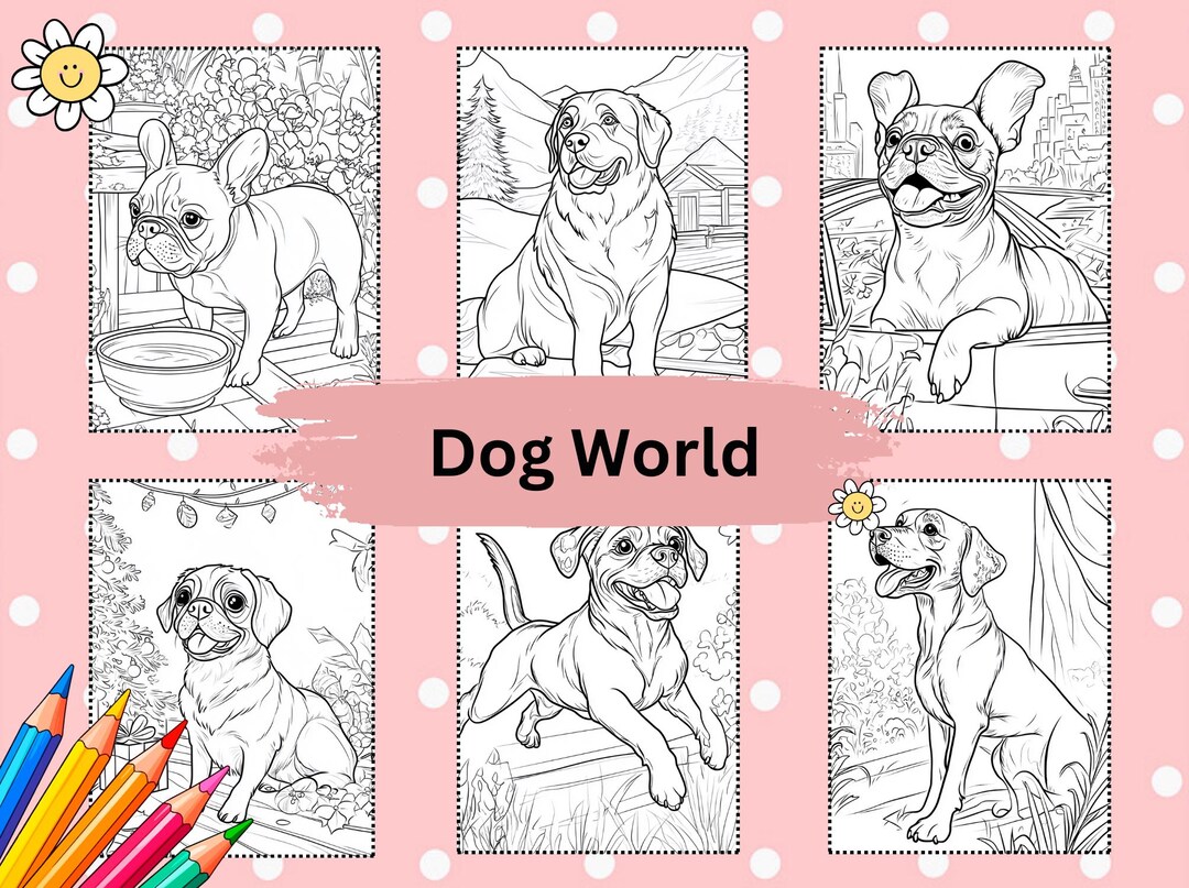 Dogs, Coloring Book, Dog Motifs to Color, Creative Activity for Kids ...