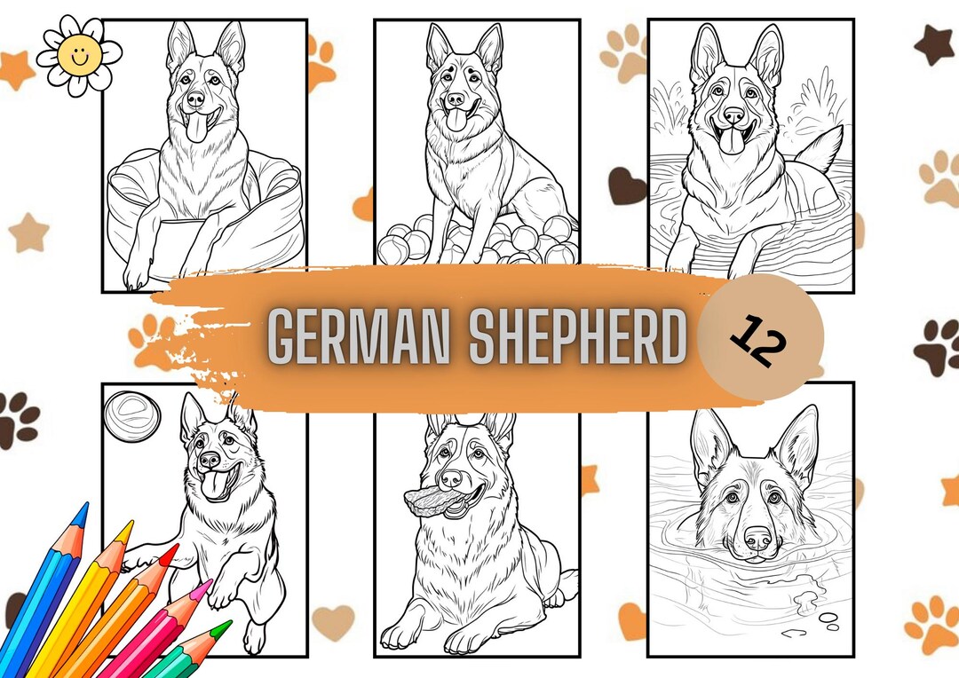 German Shepherd, Funny Dog Scenes, Coloring Pages, Kids, Animal Lovers ...