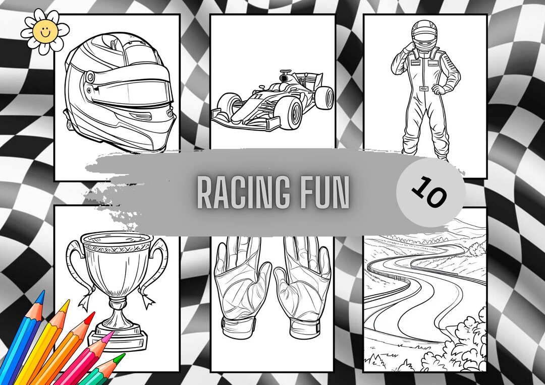 Formula 1 Coloring Pages, Car Race Coloring Sheets, Thick Lines, Race ...