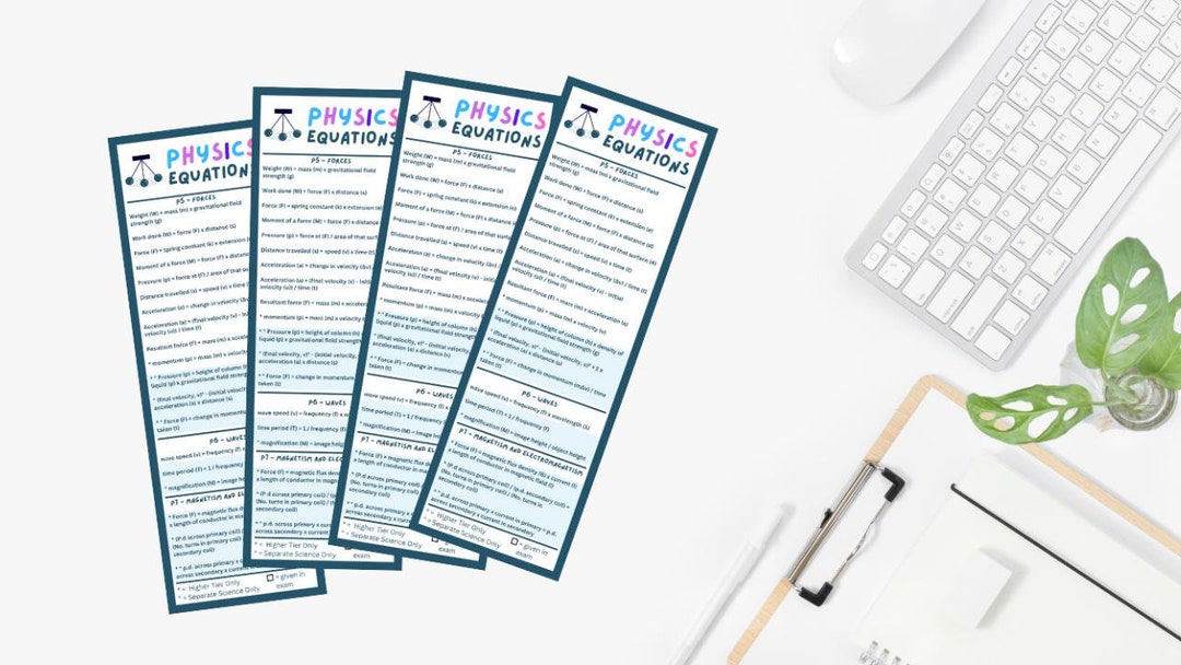 GCSE Physics Equation Bookmark - Etsy