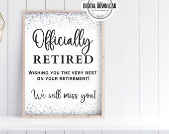 Printable Nurse Retirement Party Sign, Instant Digital Download Elegant ...