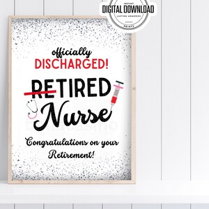 Printable Nurse Retirement Party Sign, Instant Digital Download Elegant ...