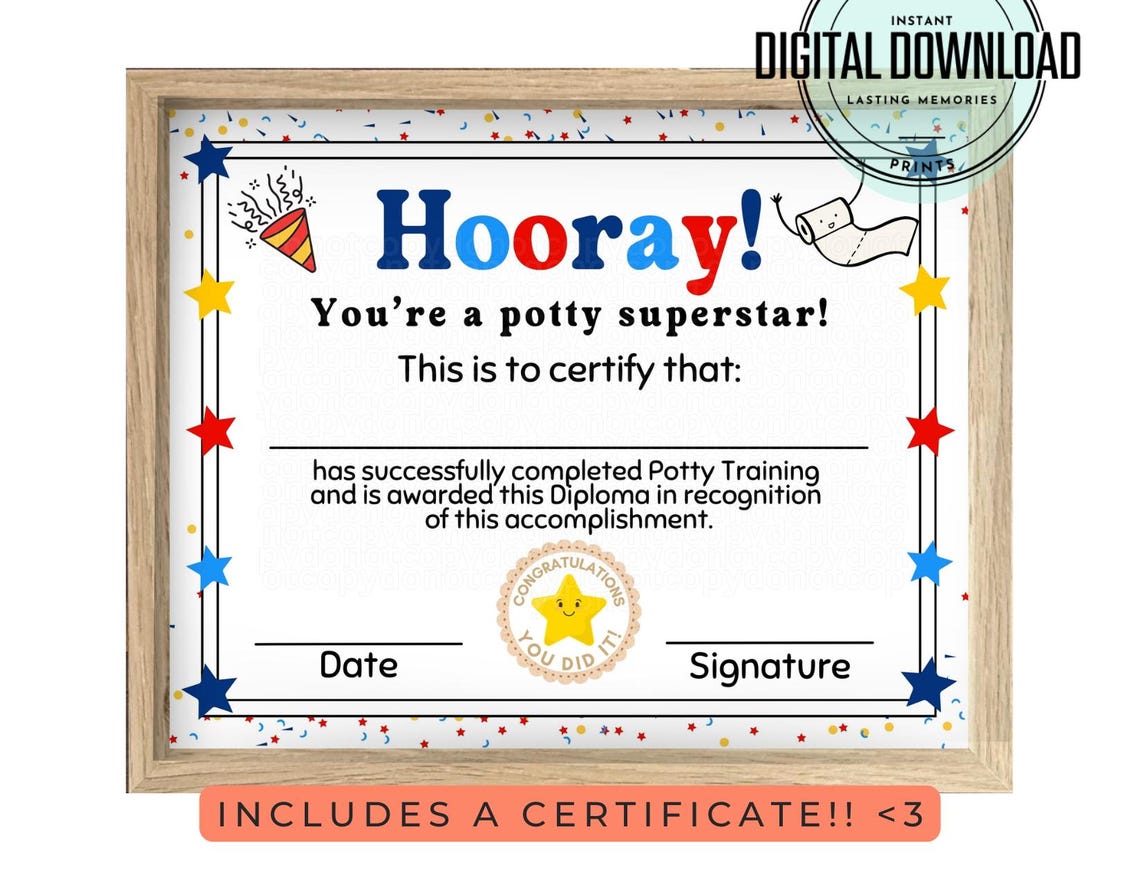Potty Training Chart Printable, Printable Reward Chart, Digital Instant ...