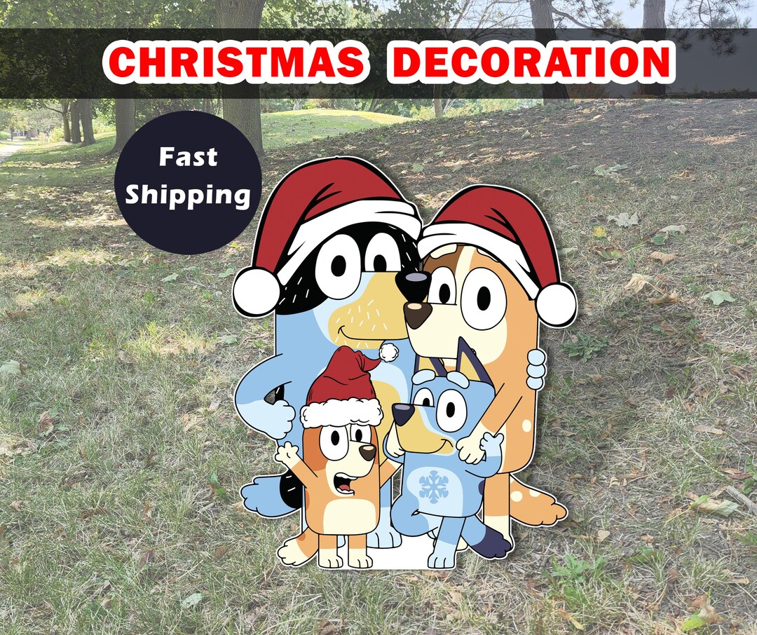 FAMILY POSE CHRISTMAS Yard Sign Lawn Standee Outdoor Bluey Christmas ...