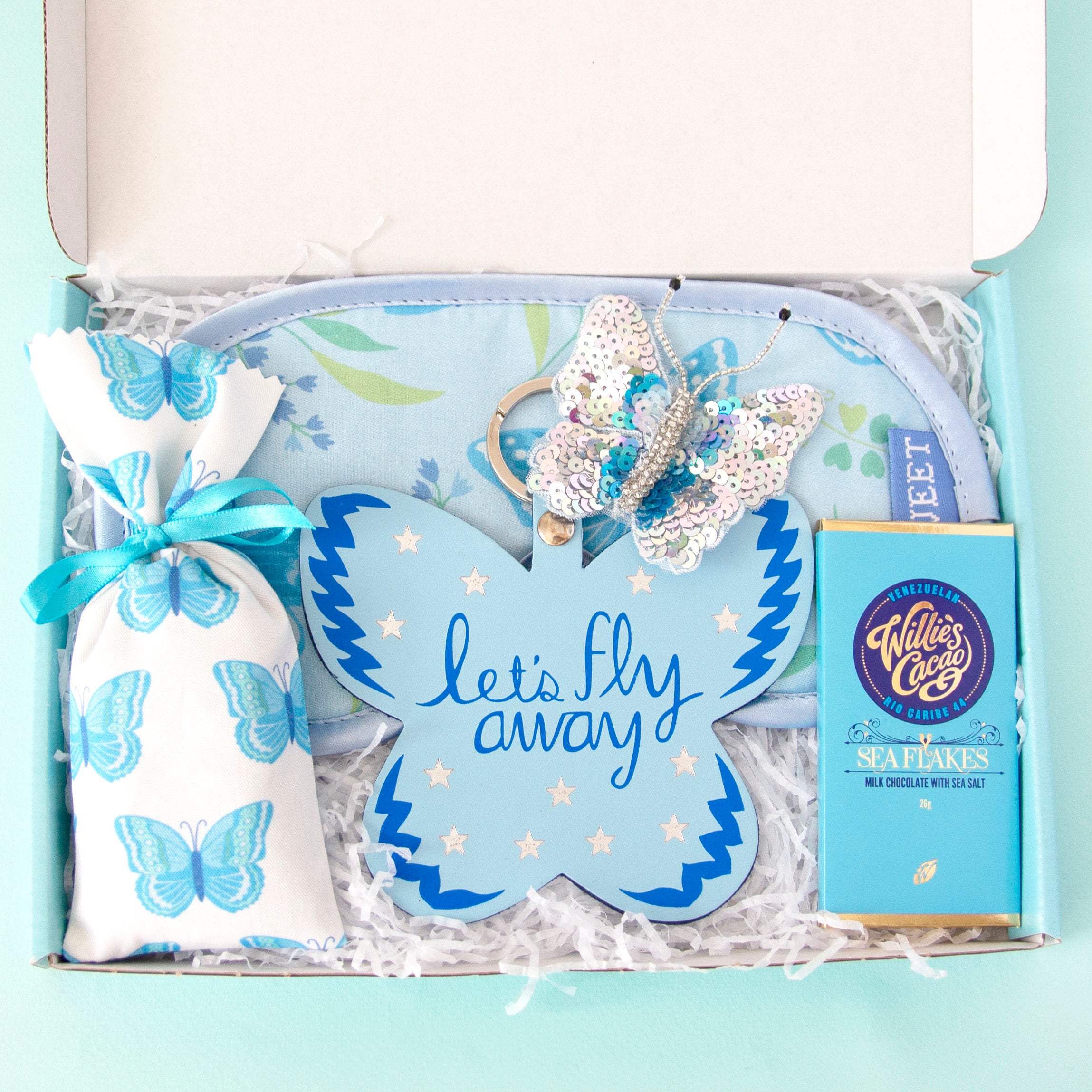 Butterfly Pamper Hamper Letterbox Gift Set, Butterflies in Blue ...