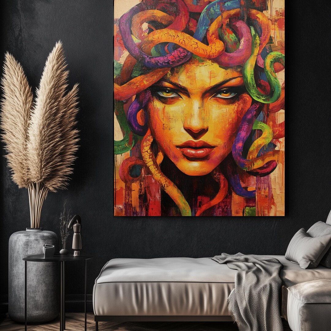 Medusa Art,digital Download Mythology,ancient Greek Decor,colorful ...