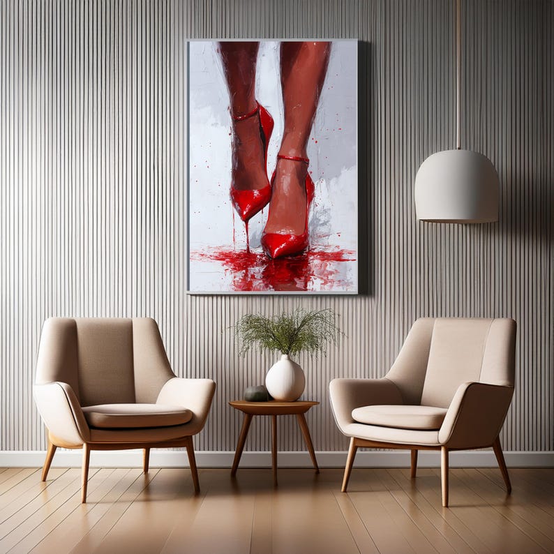 Red High Heels Modern Wall Art Print, Instant Digital Download, Oil ...