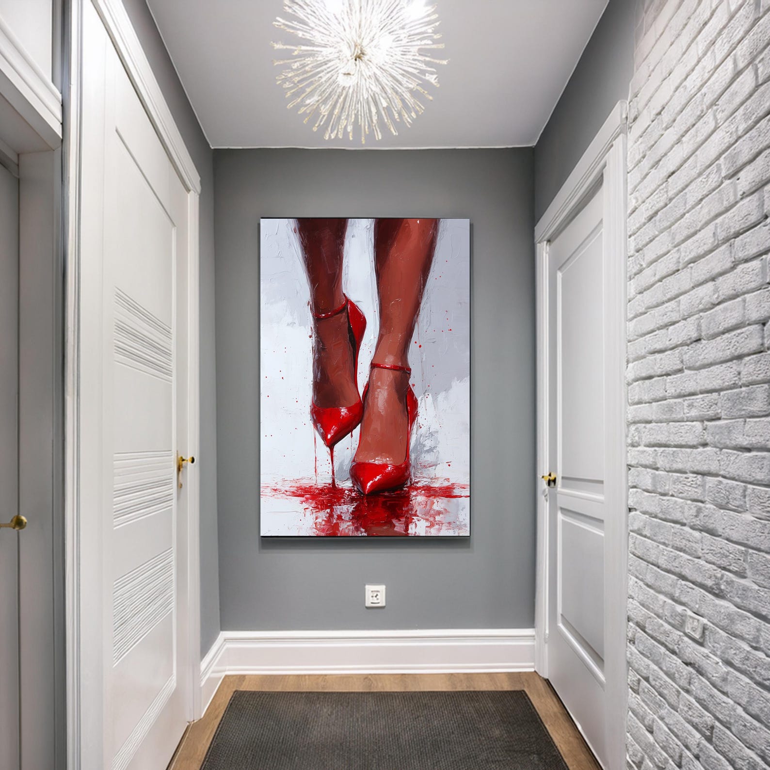 Red High Heels Modern Wall Art Print, Instant Digital Download, Oil ...