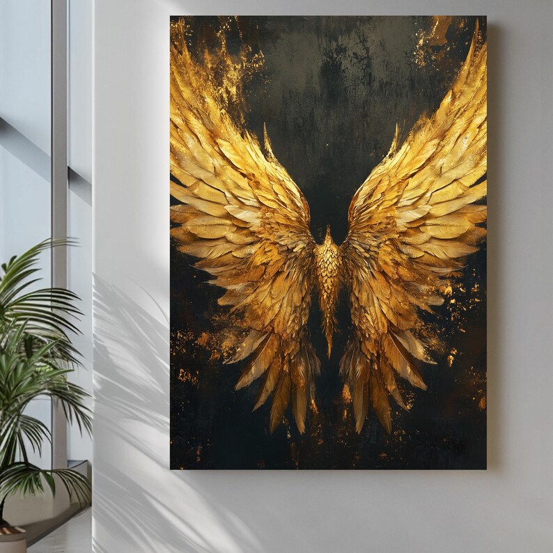 Golden Angel Wings Wall Art, Instant Digital Download, Spiritual ...