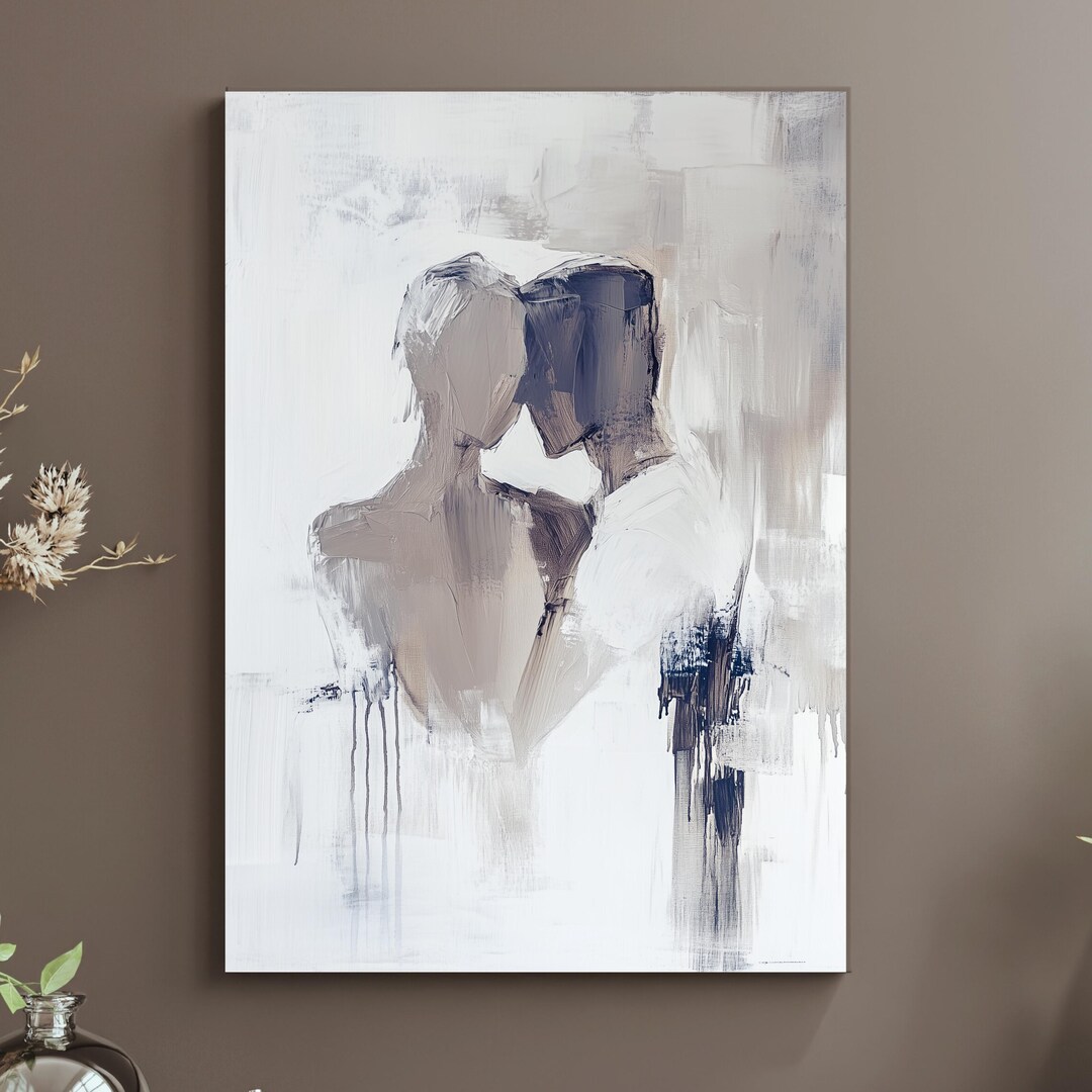 Abstract Couple Art Neutral Blue Printable Wall Art (digital Download ...