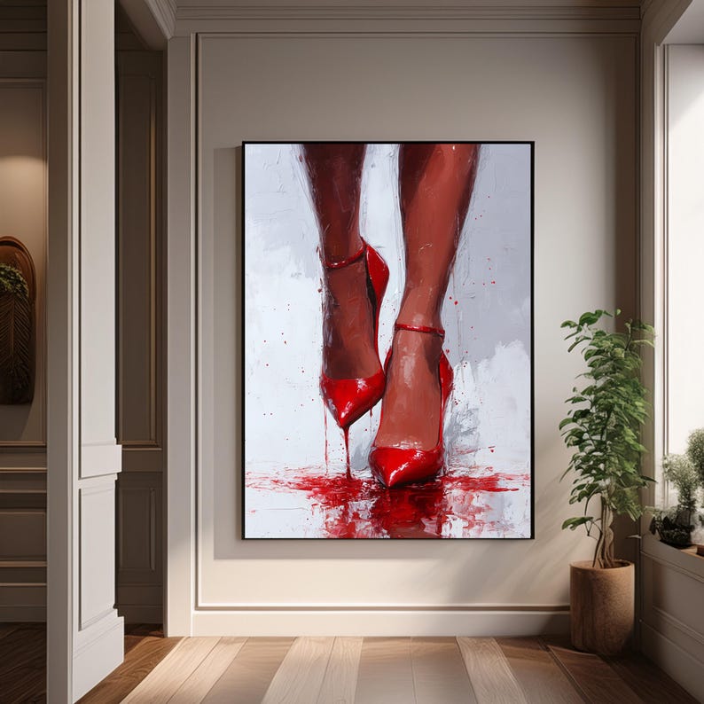 Red High Heels Modern Wall Art Print, Instant Digital Download, Oil ...
