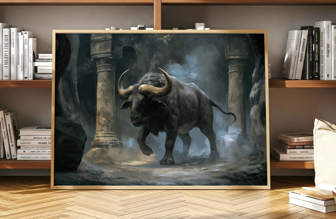 Minotaur Art Print: Mythical Labyrinth Beast Illustration (digital ...