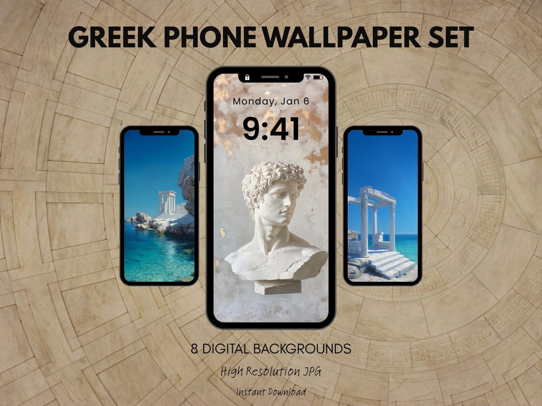 Greek Statue Phone 4k Wallpaper Set, 8 Mediterranean Backgrounds ...