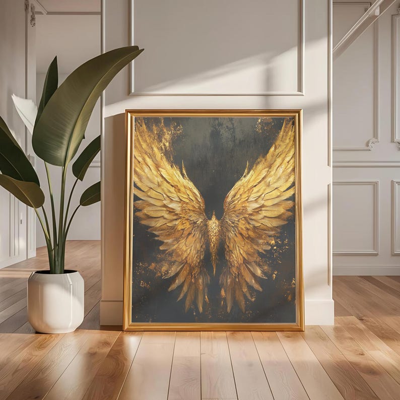Golden Angel Wings Wall Art, Instant Digital Download, Spiritual ...