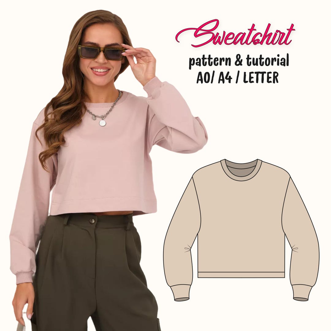 Crop Sweatshirt Patterns, Women Sweatshirt Pattern, Hoodie Pattern ...