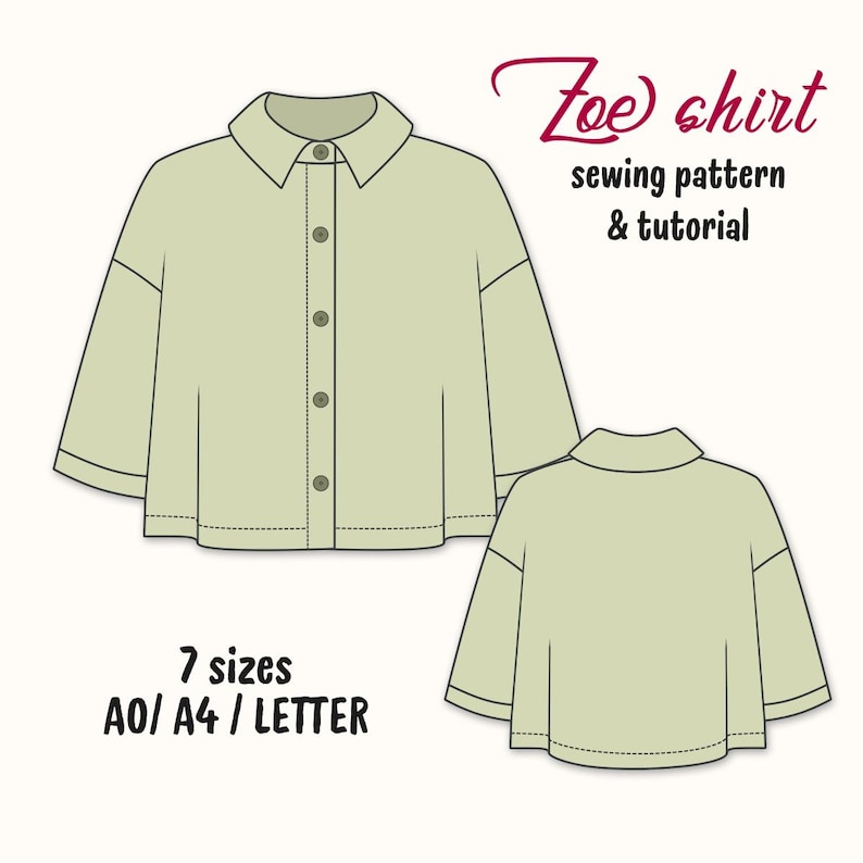 Shirt Sewing Pattern, Women Shirt Pattern, Crop Shirt Pattern, Sewing ...
