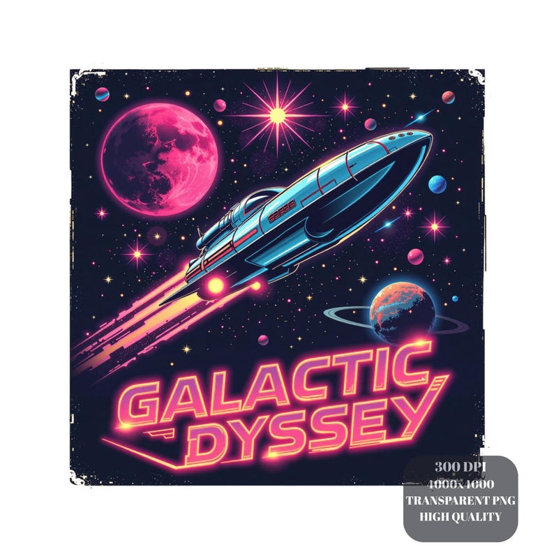 Retro Space PNG | Vintage Galaxy Sublimation Design | Cosmic 70s ...