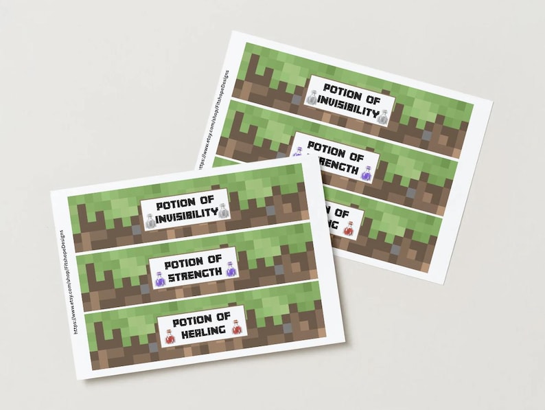 Printable Mine Inspired Potion Bottle Labels for Water Juice Drinks ...