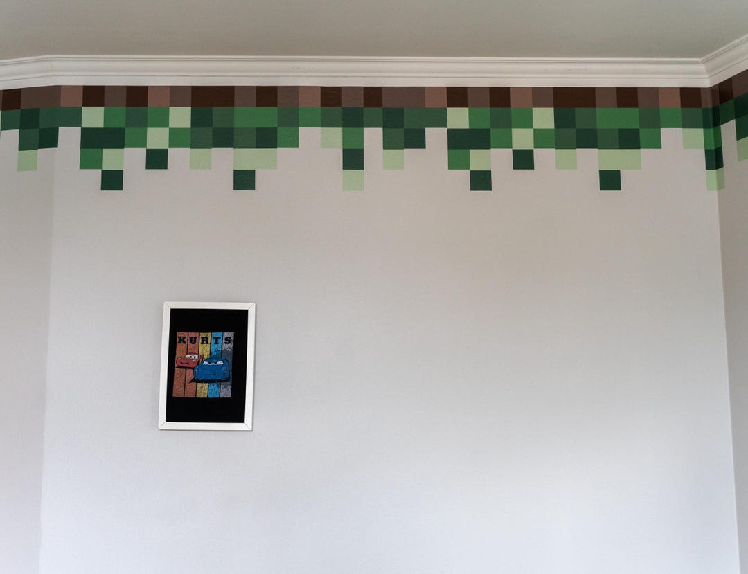Minecraft Pixel Block Room Border Wall Sticker for Kids Boys Bedroom ...