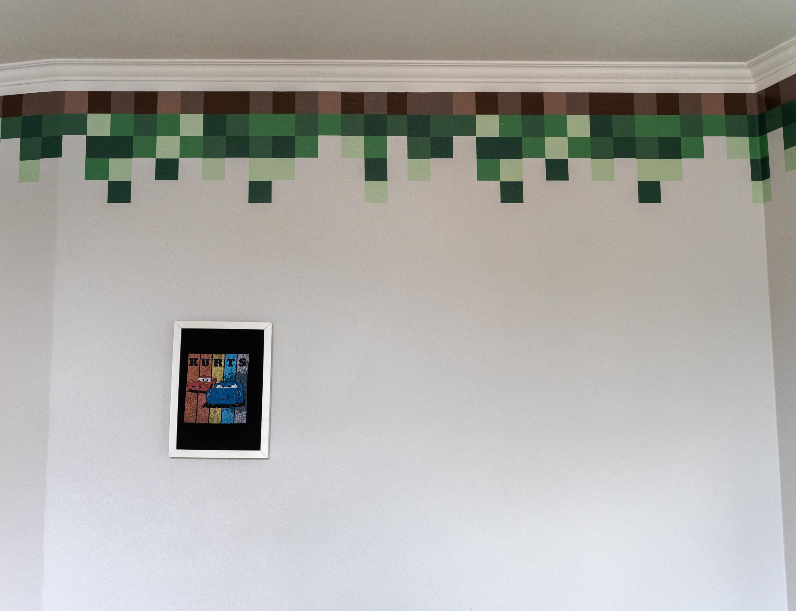 Minecraft Pixel Block Room Border Wall Sticker for Kids Boys Bedroom ...