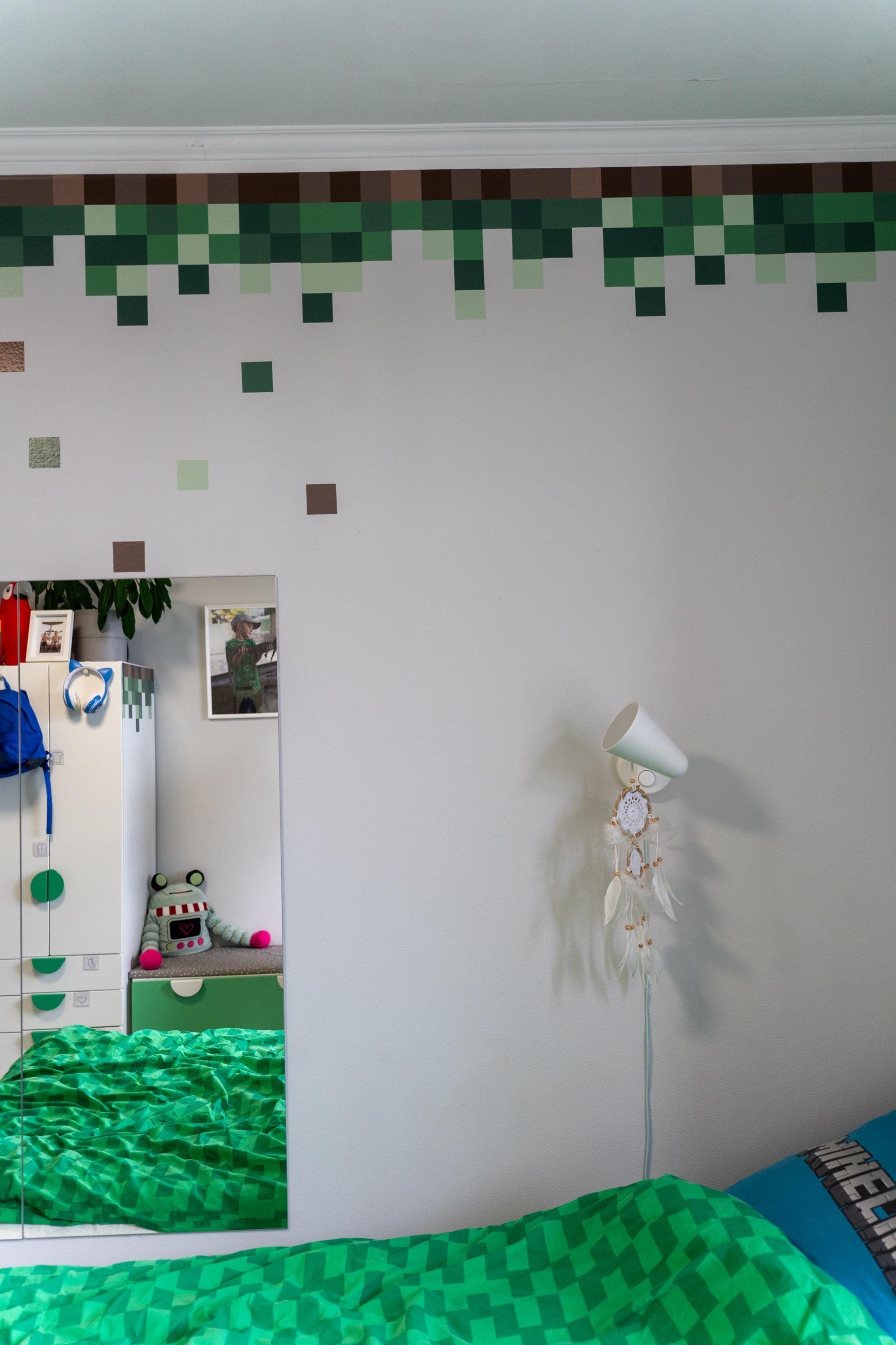 Minecraft Pixel Block Room Border Wall Sticker for Kids Boys Bedroom ...