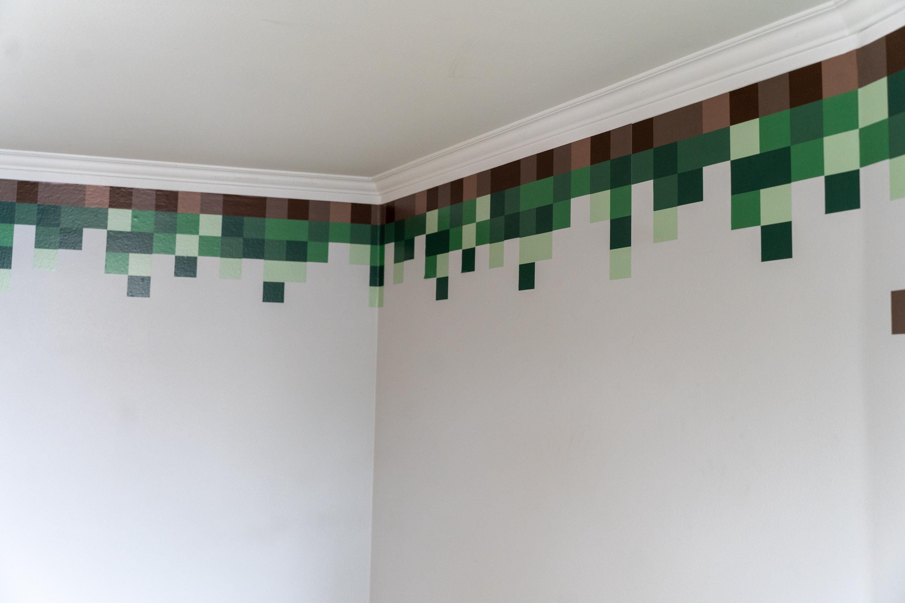 Minecraft Pixel Block Room Border Wall Sticker for Kids Boys Bedroom ...