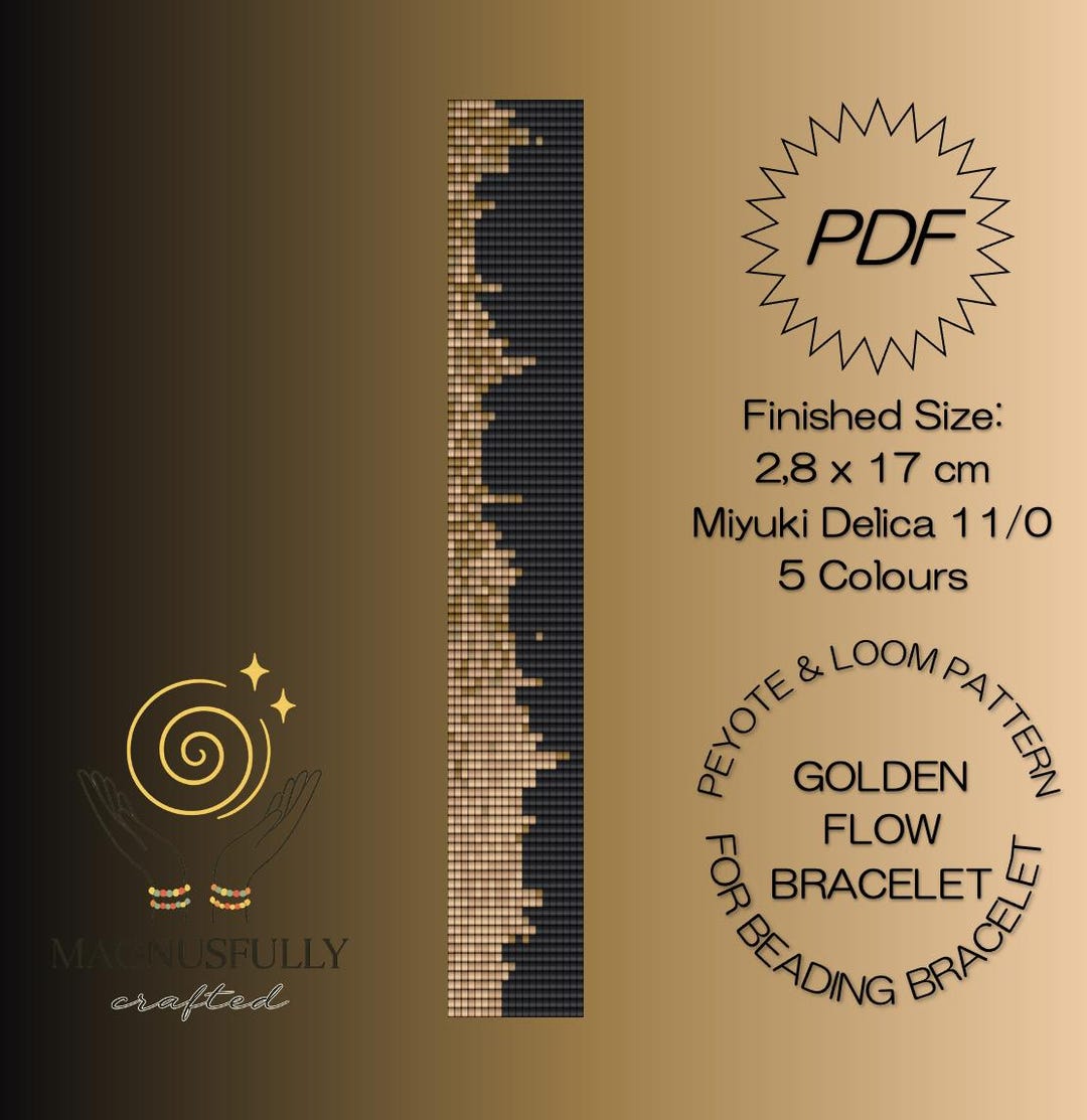 Golden Flow Modern Bead Loom Pattern Peyote Loom Braceletelegant Loom ...