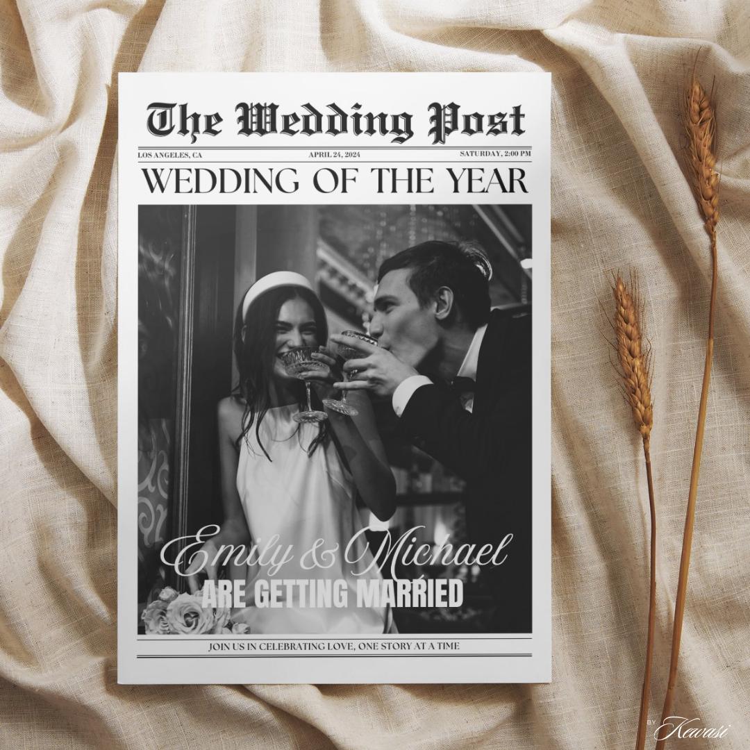 The Wedding Post Double-sided Wedding Newspaper Template | 8.5x11in ...