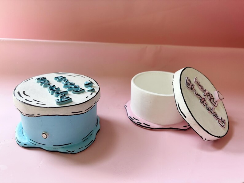 2d-style Clay Birthday Cake Boxes Set - Etsy
