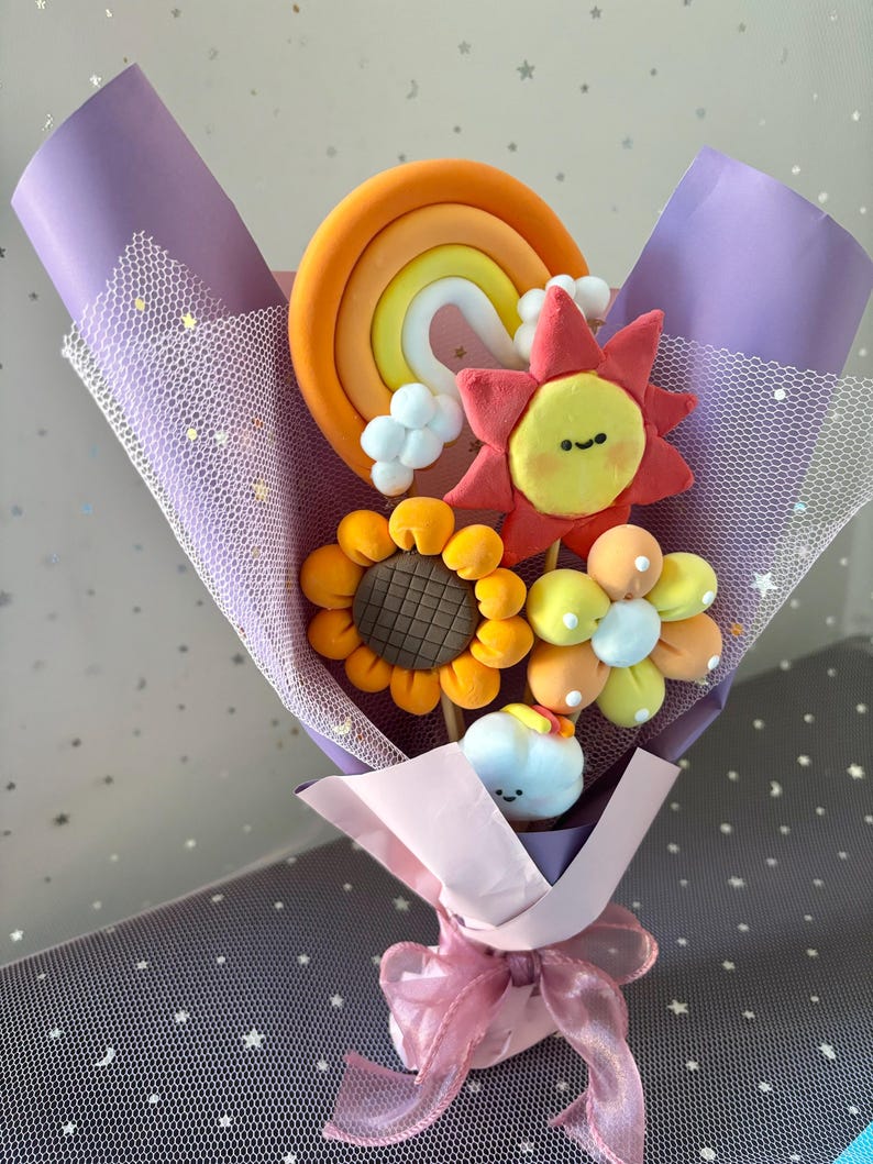 Light Clay Flower Bouquet Set – Handmade Mini Bouquets for Graduation ...