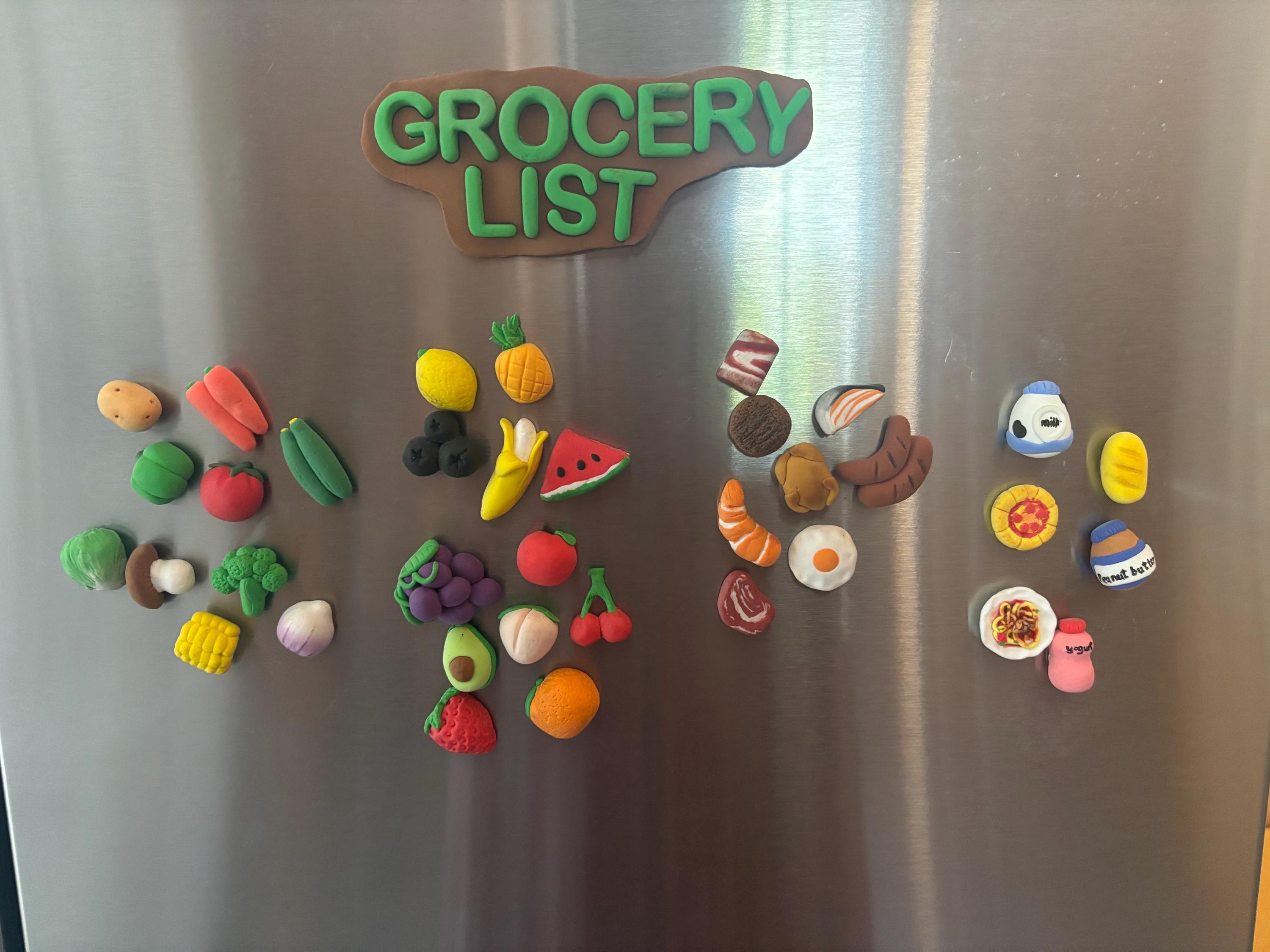Cute Food Refrigerator Magnets – Grocery List Organizer Set, Clay ...