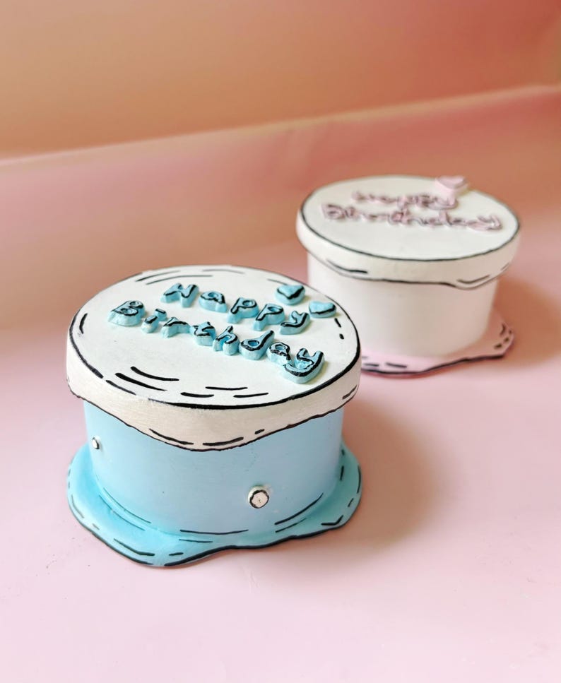 2d-style Clay Birthday Cake Boxes Set - Etsy