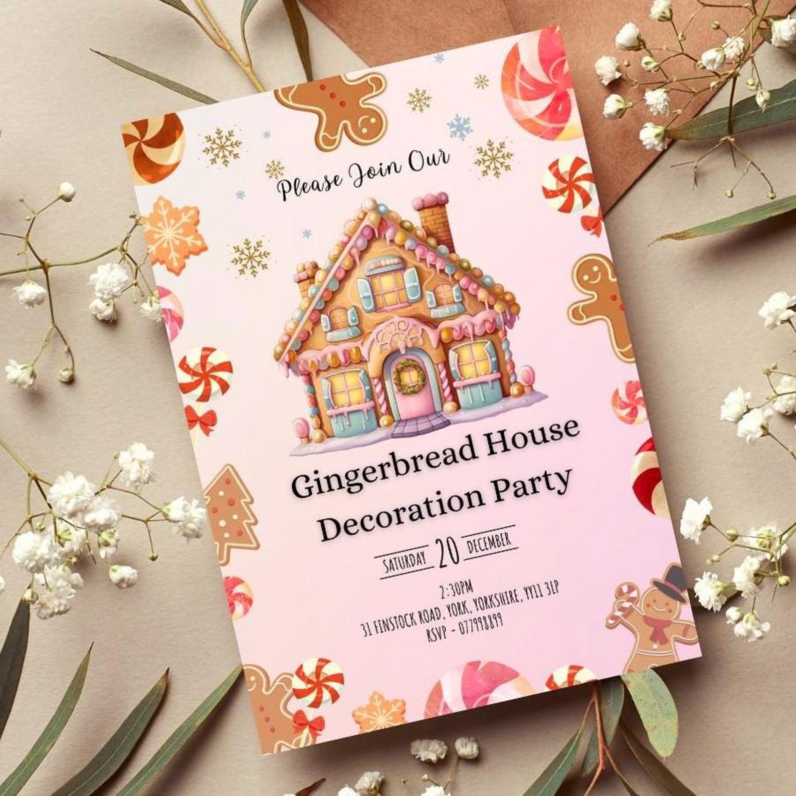 Gingerbread House Party Invitation, Christmas Cookie Decorating Party ...