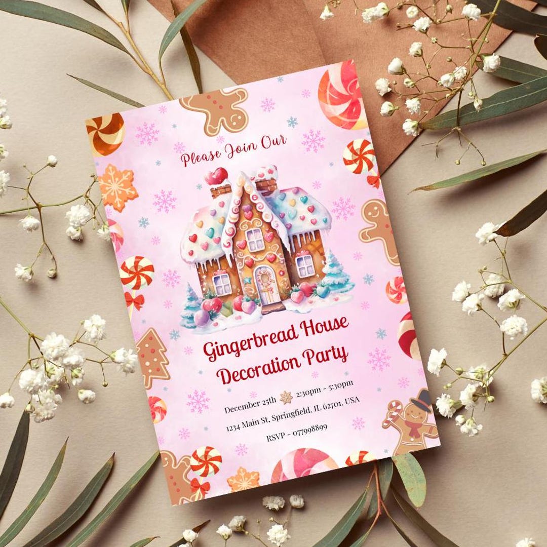 Gingerbread House Party Invitation, Christmas Cookie Party Invite ...