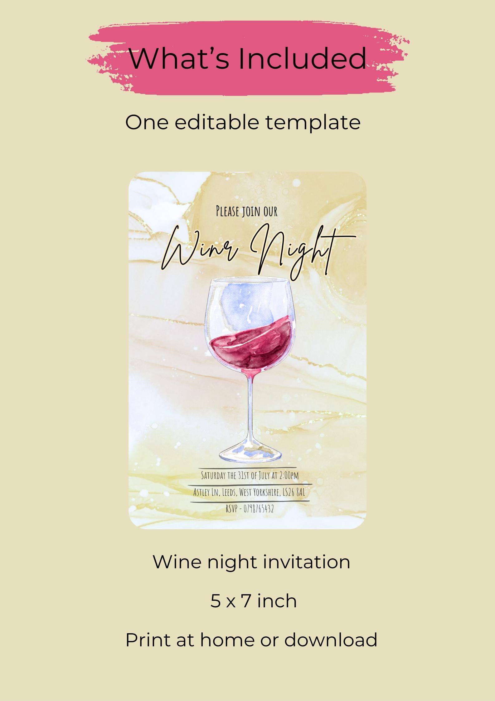 Wine Night Invitation Editable Template, Winery Invitation, Adult Party ...