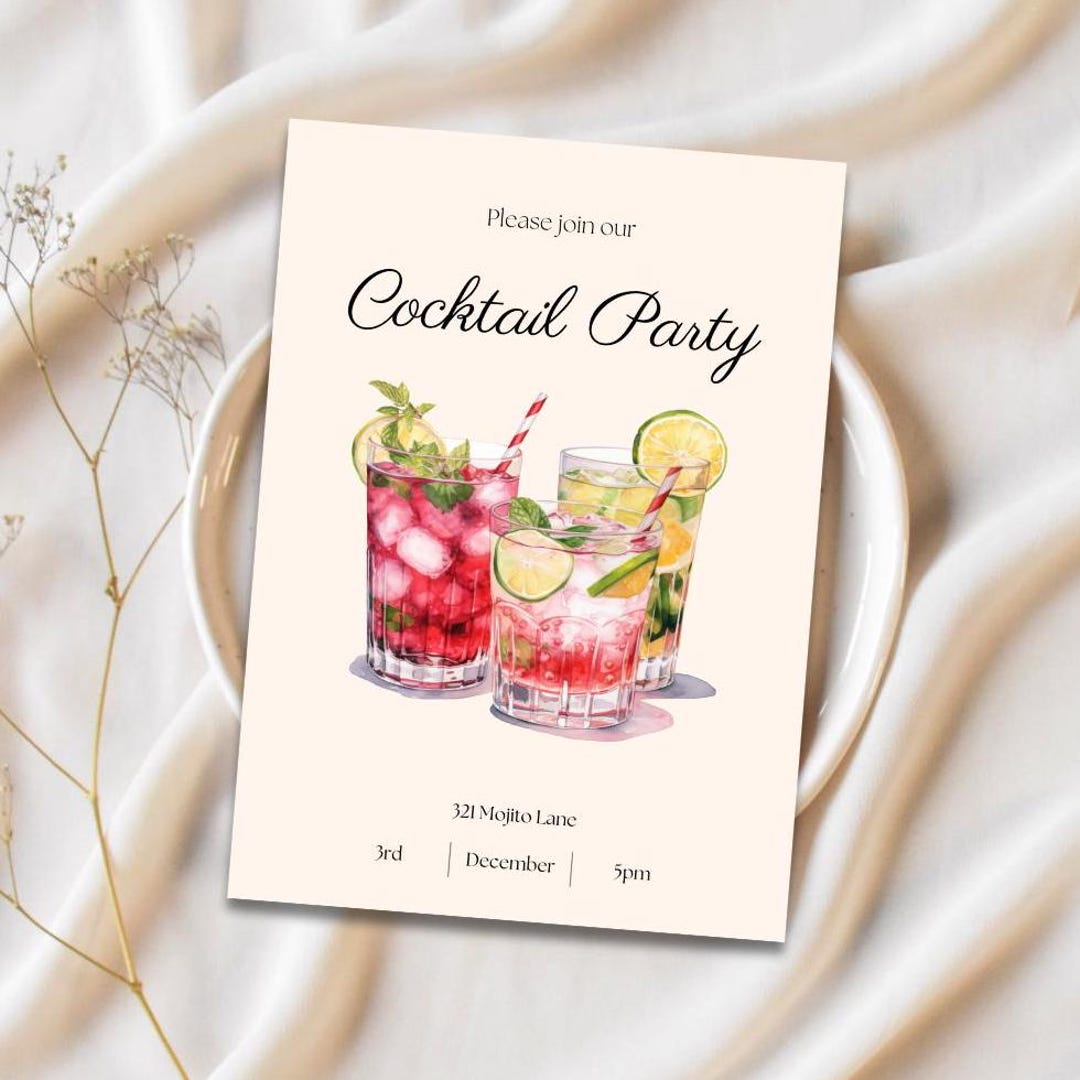 Modern Cocktail Party Invite Cocktail Party Invitation Editable ...
