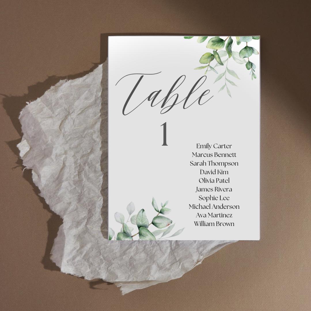 Wedding Seating Chart Template Wedding Seating Plan Table Numbers ...